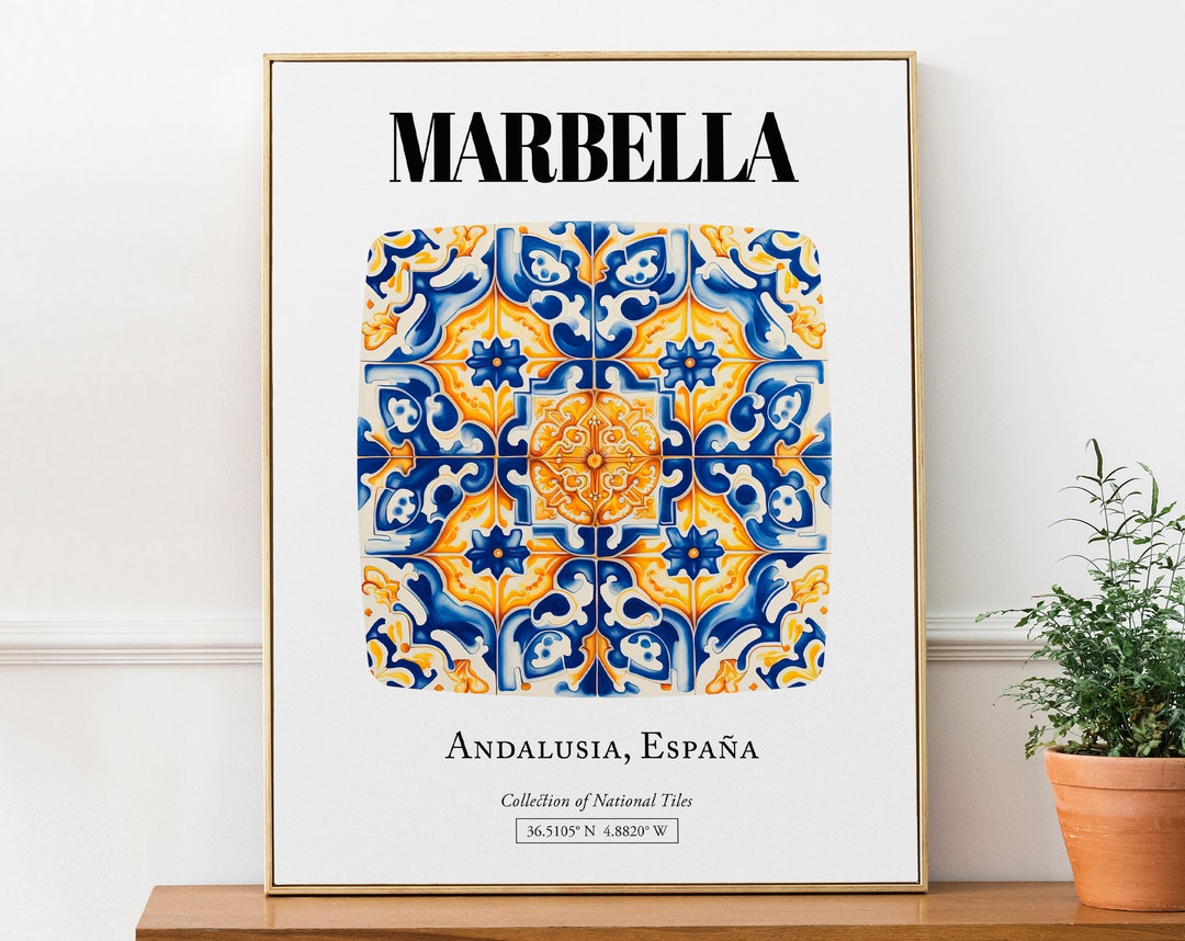 Marbella's Luxurious Tile Pattern Poster: Andalusian Glamour in Wall ...