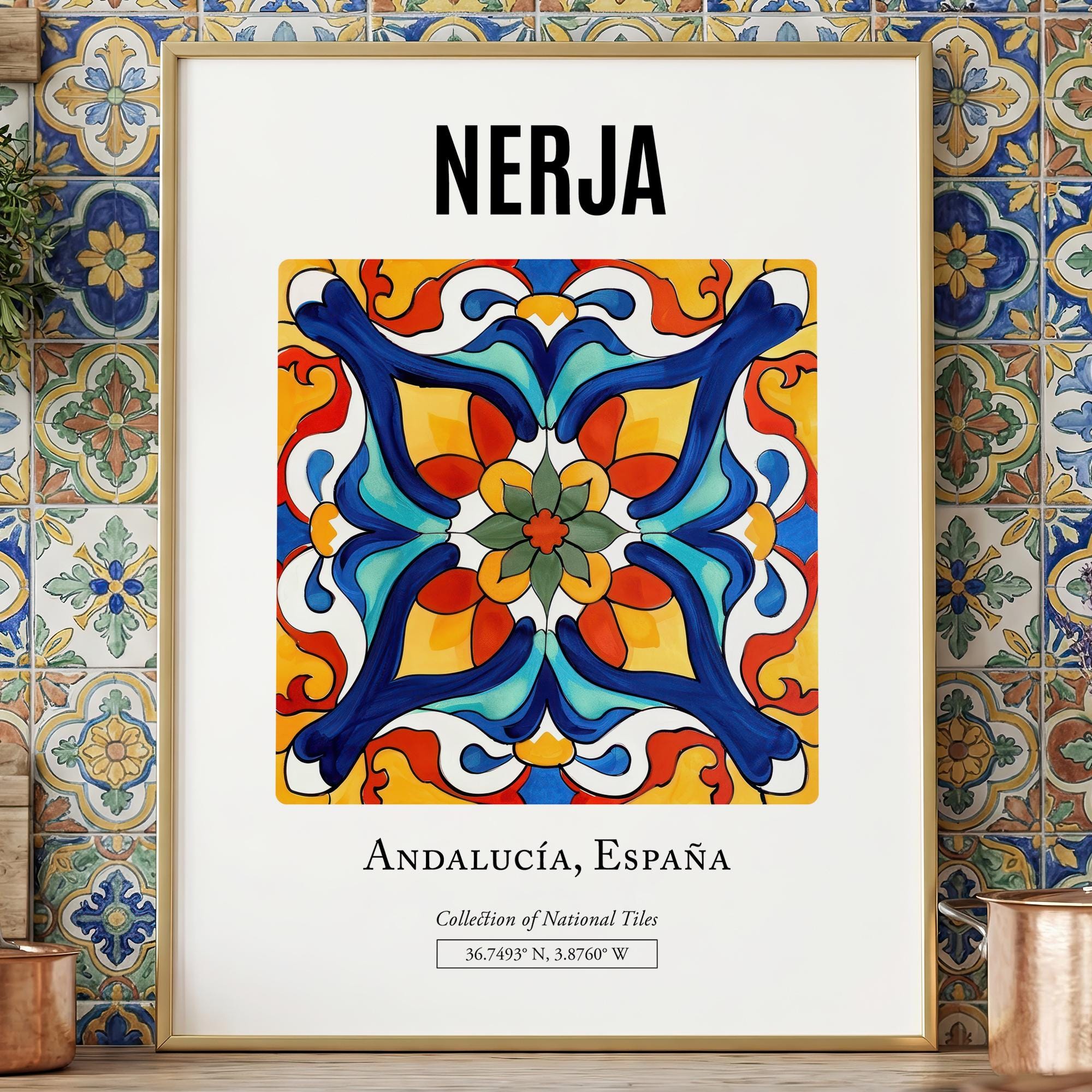 Nerja Andalusian Tile Masterpiece Wall Art Print Poster, Andalusia ...