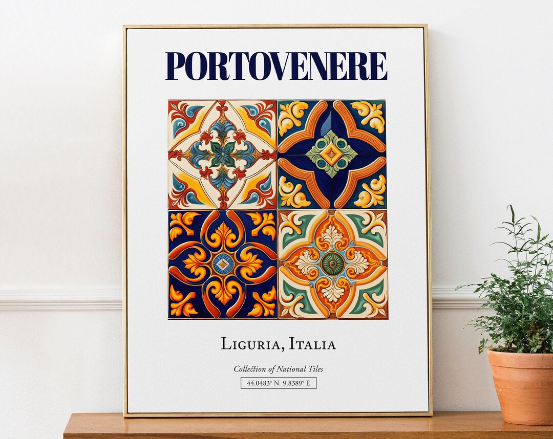 Portovenere Tile Art Print, Italian Maiolica, Living Room Decor - Etsy