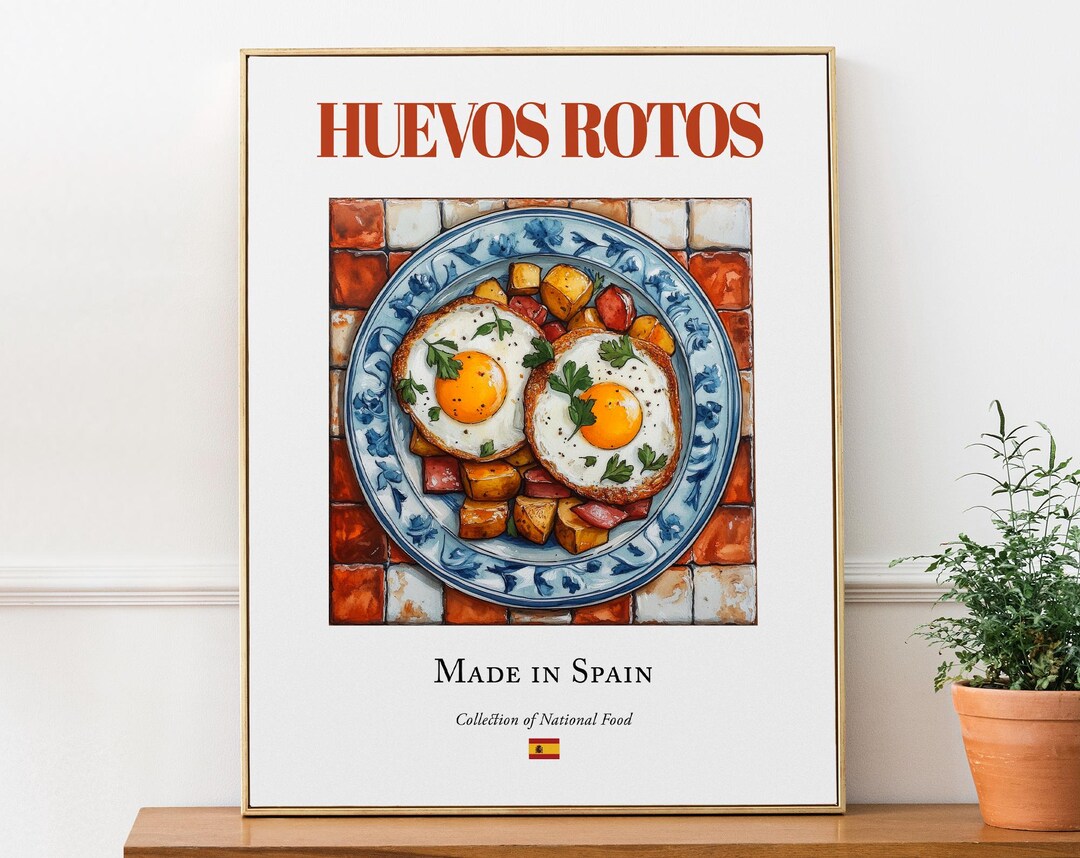 Huevos Rotos Traditional Spanish Cuisine, Kitchen and Café Wall Art ...