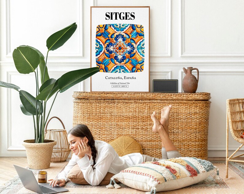 Sitges, Catalonia, Spain - Traditional Tile Pattern Stylish Wall Art ...