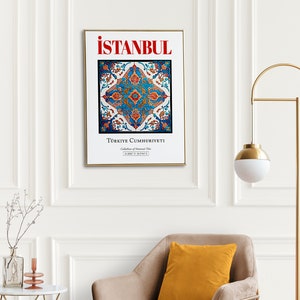 İstanbul, Turkey, Aesthetic Folk Traditional Tile, Wall Art Décor Print ...