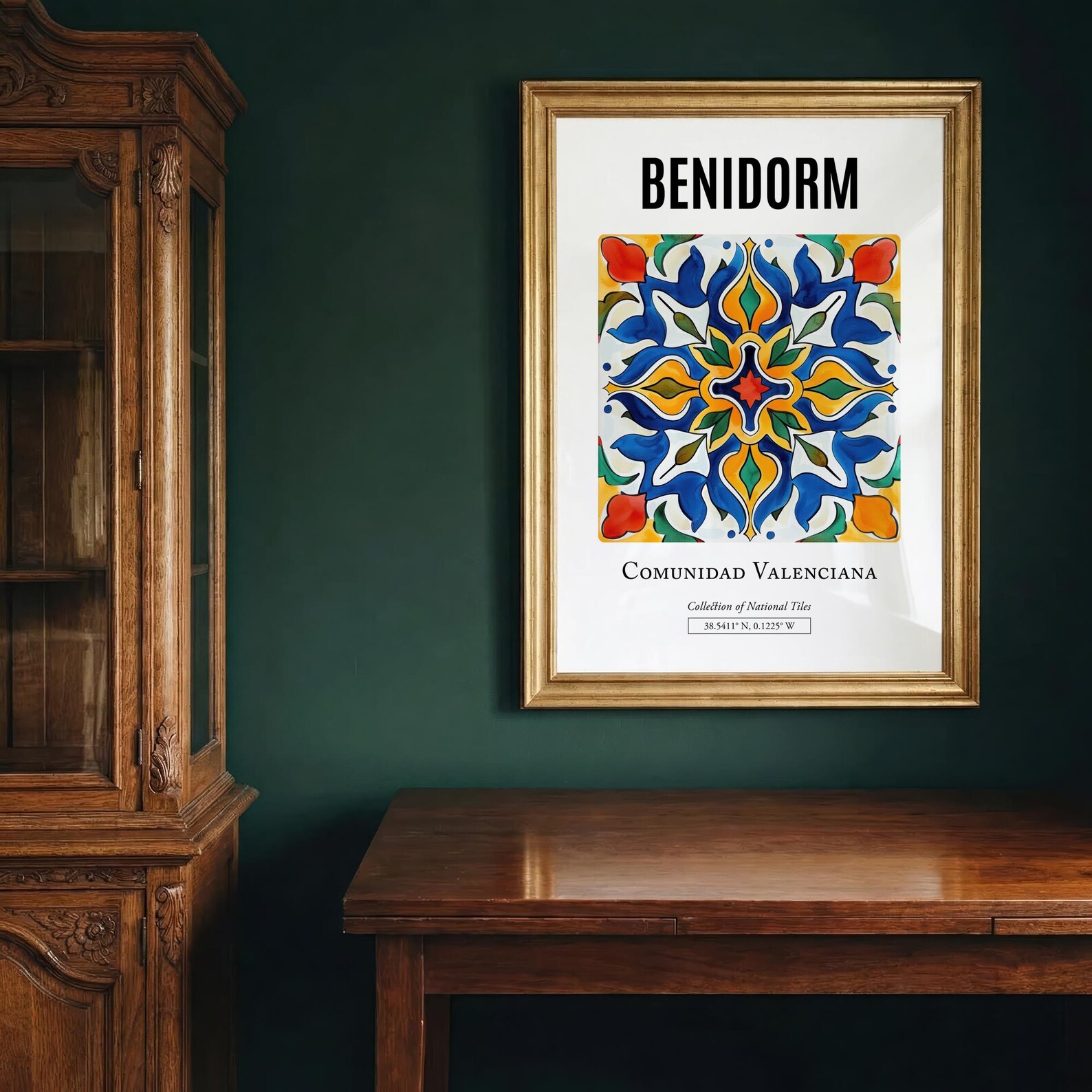 Benidorm Tile Pattern Wall Art Print Poster, Valencian Community, Spain ...