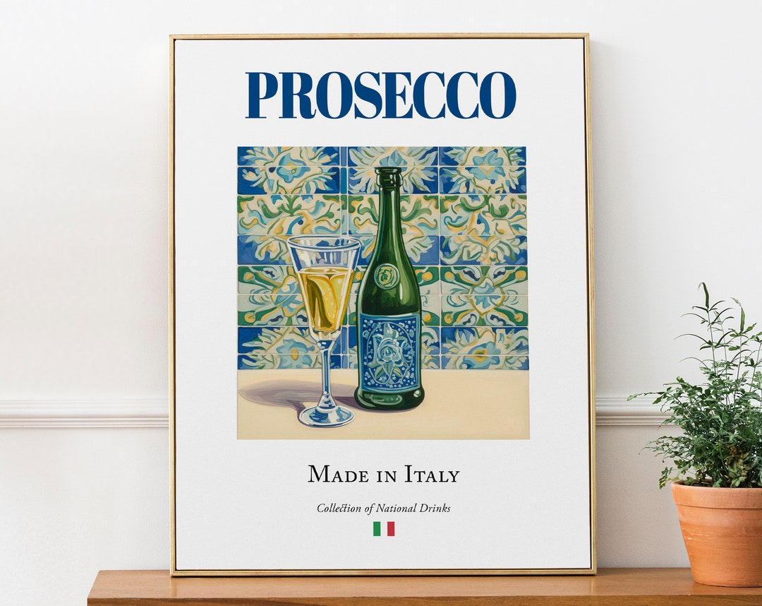 Prosecco on Maiolica Tile, Italian Traditional Beverage Print Poster ...