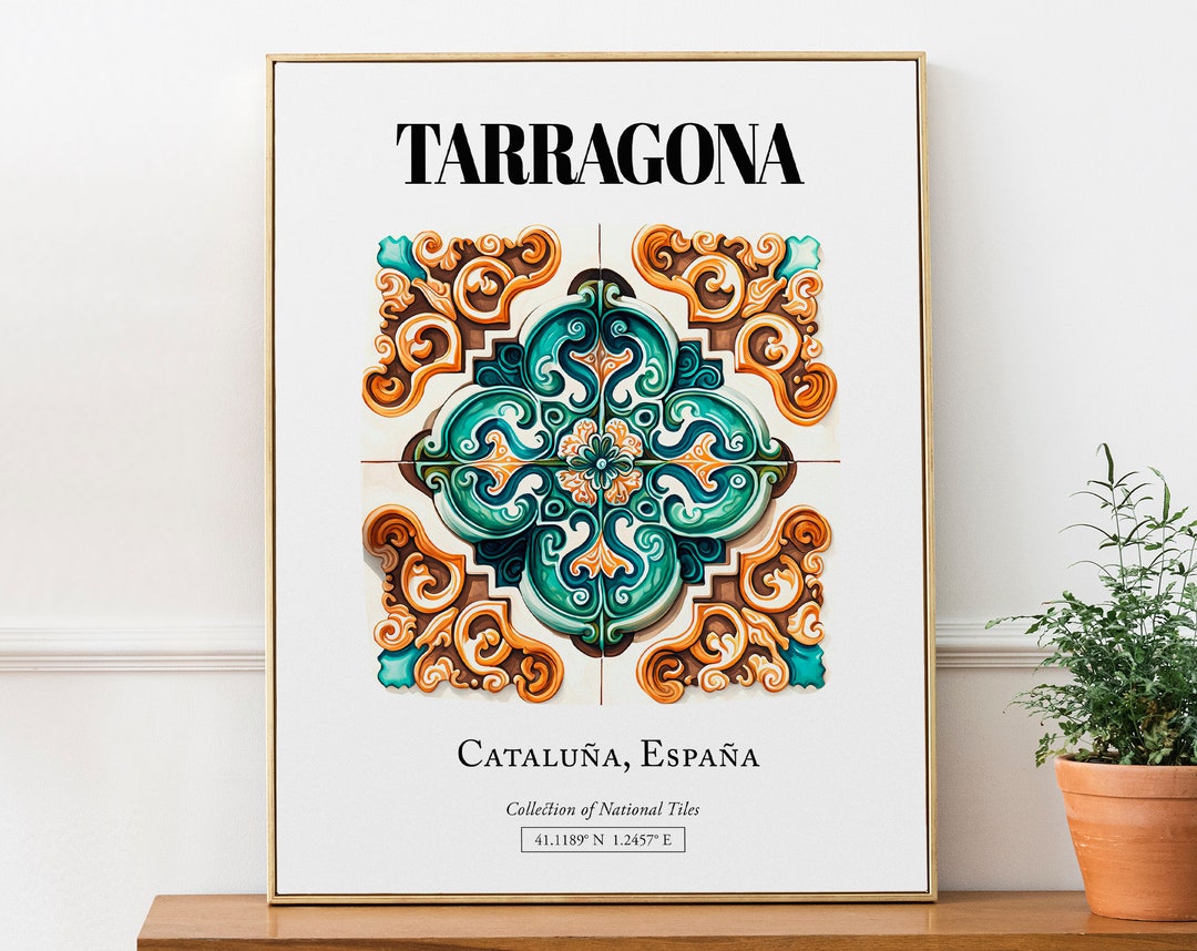 Tarragona Timeless Tile Design Wall Art Print Poster, Catalonia, Spain ...