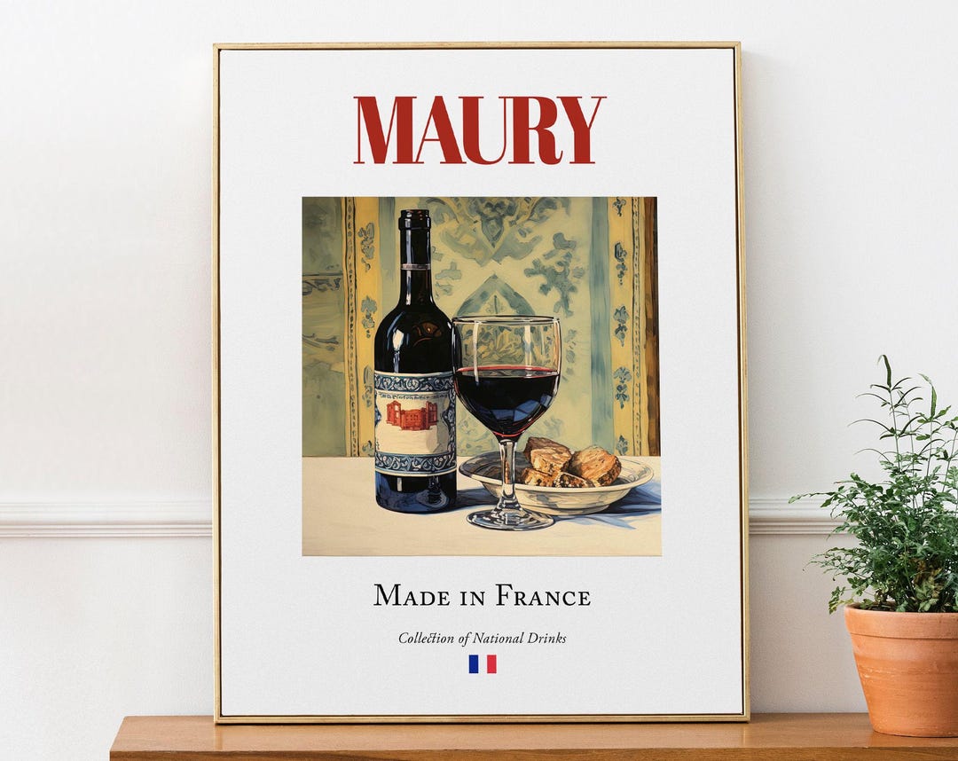 Maury Wine Print, French Beverage Poster, Kitchen Bar Wall Art - Etsy
