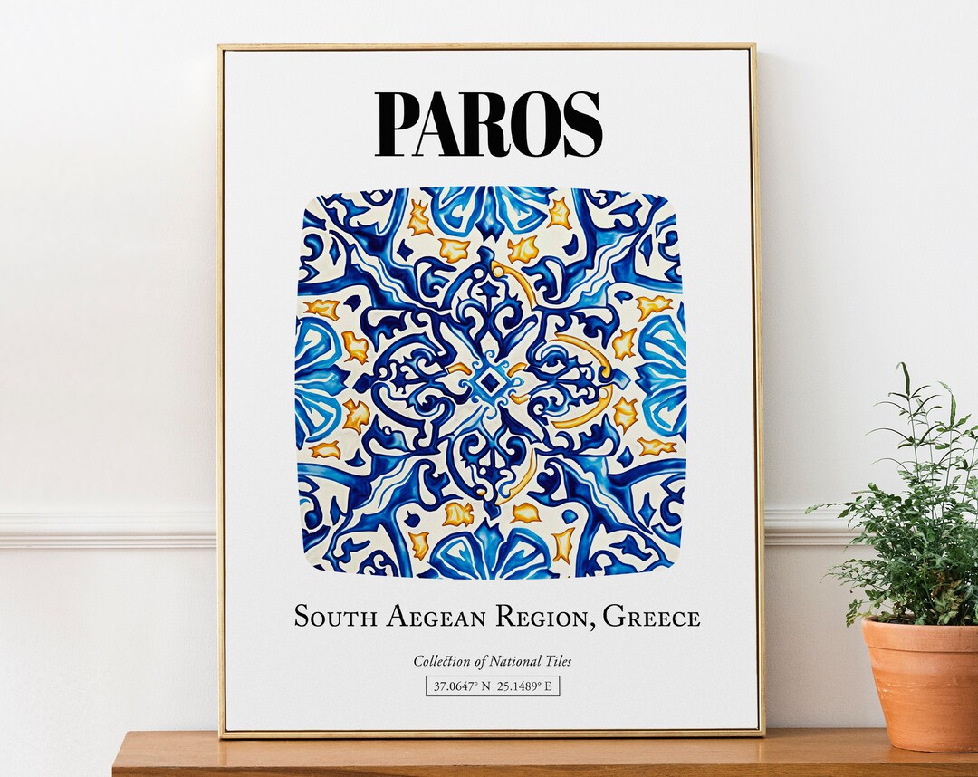 Paros Enchanting Tile Pattern Poster: Greek Island Charm in Wall Art - Etsy