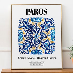 Paros Enchanting Tile Pattern Poster: Greek Island Charm in Wall Art - Etsy