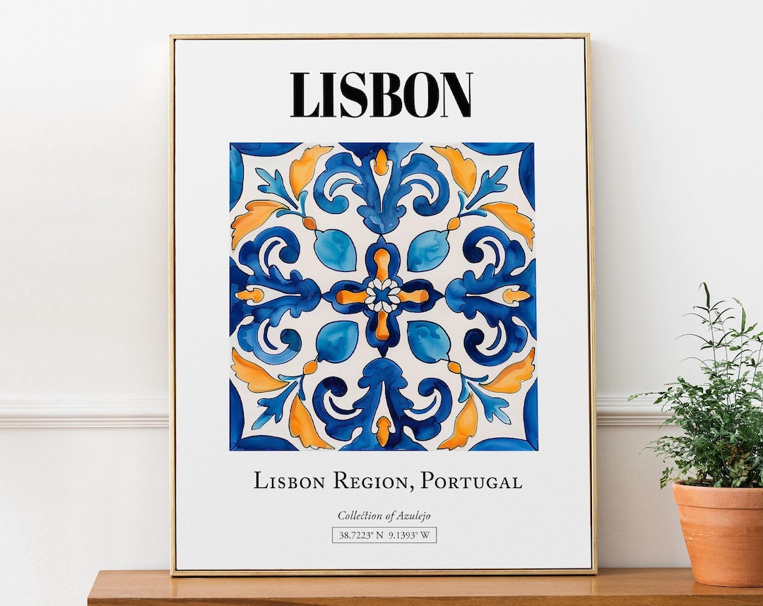 Lisbon, Portugal, Traditional Tile Pattern Aesthetic Wall Art Decor ...