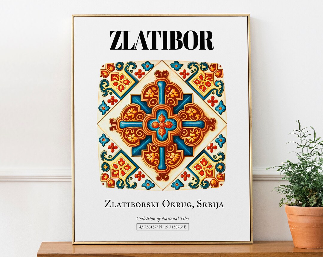 Zlatibor, Serbia, Traditional Tile Pattern Aesthetic Wall Art Decor ...