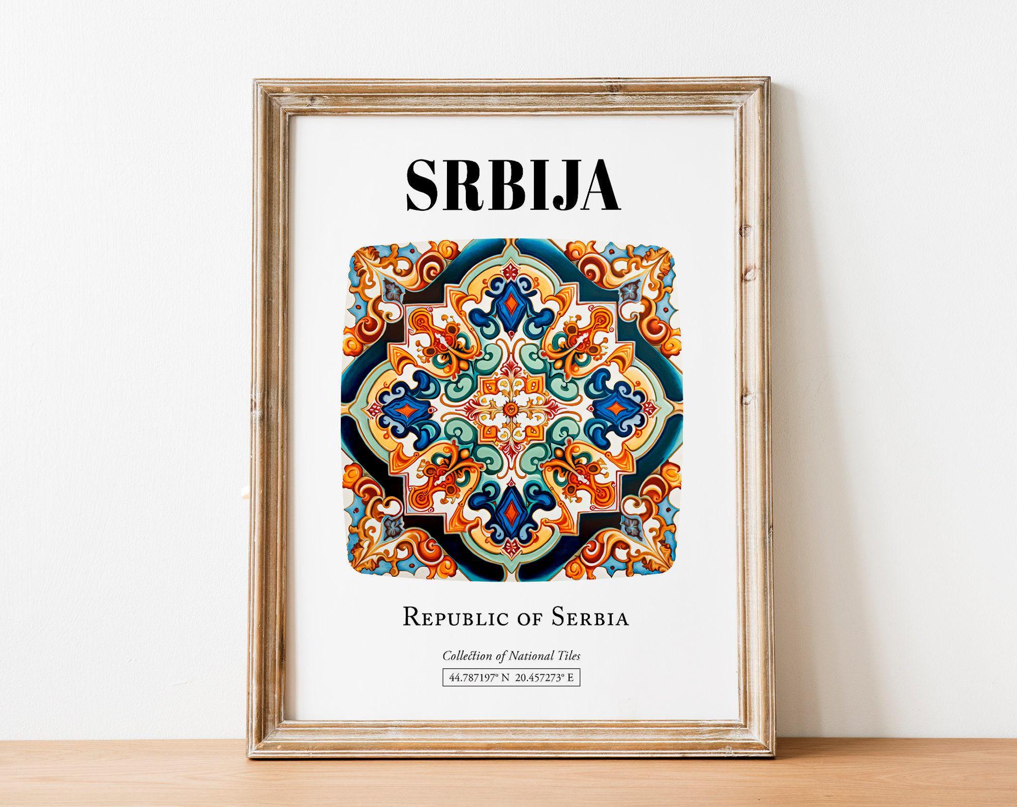 Serbian Tile Art Print: Traditional Srbija Pattern Wall Decor - Etsy