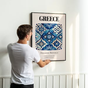 Greece Timeless Tile Pattern: Aesthetic Wall Art Decor Print Poster - Etsy