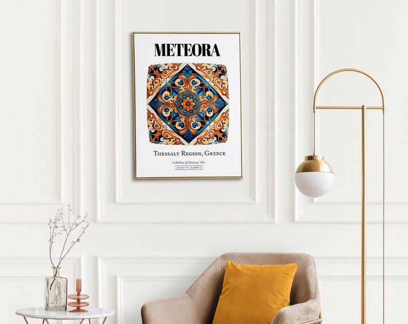 Meteora Intricate Tile Pattern Poster: Greek Mystique in Wall Art - Etsy