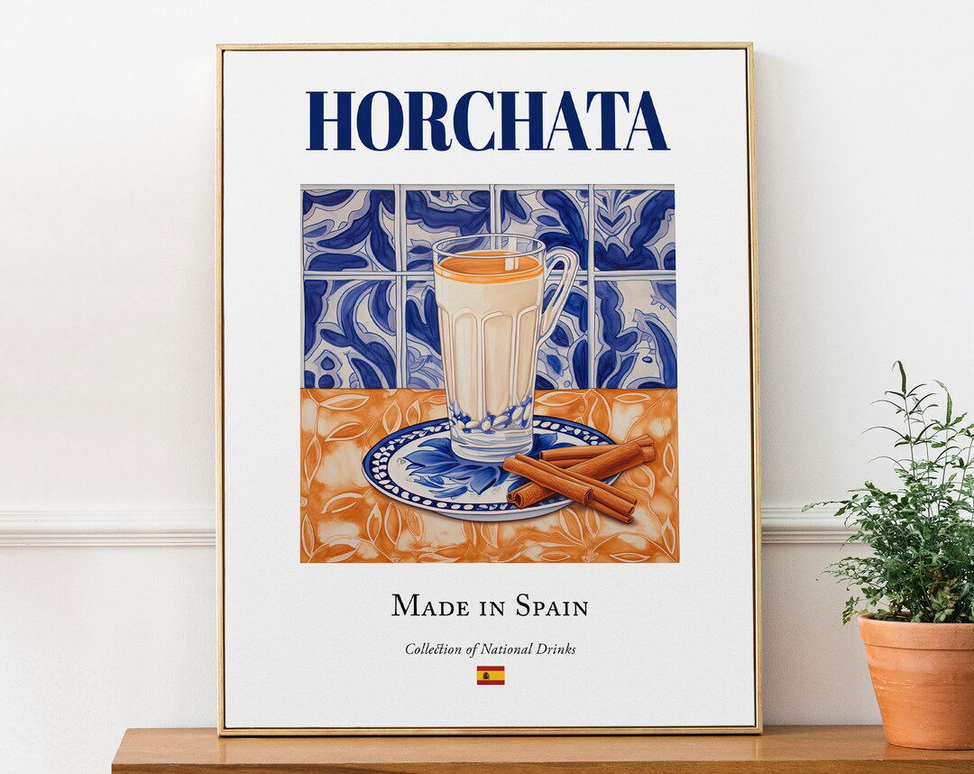 Horchata on Maiolica Tile, Spanish Traditional Beverage Print Poster ...
