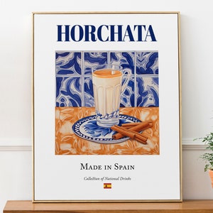 Horchata on Maiolica Tile, Spanish Traditional Beverage Print Poster ...
