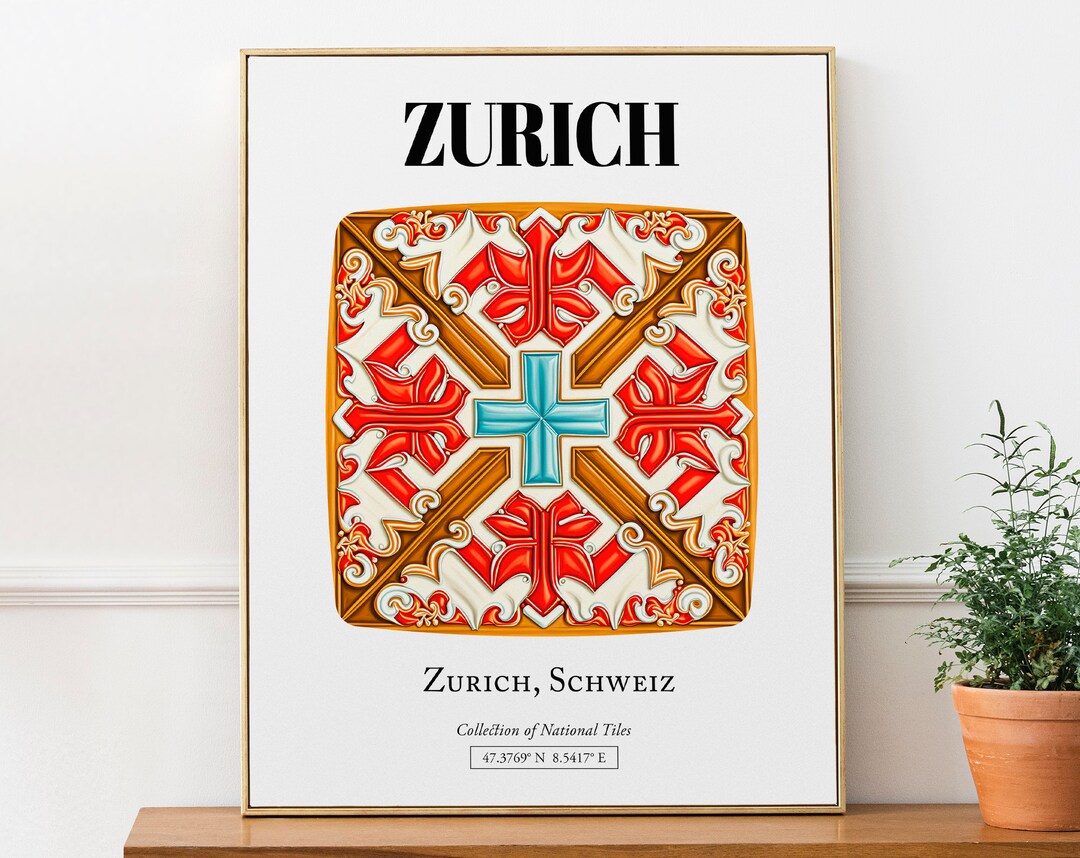 Zurich, Schweiz, Traditional Tile Pattern Aesthetic Wall Art Decor ...