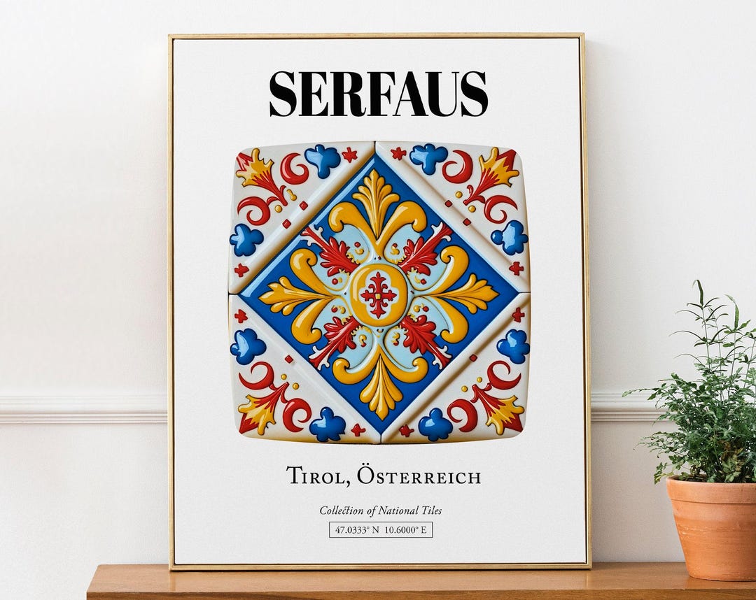 Serfaus Austria Tile Art Print: Traditional Tirol Pattern - Etsy