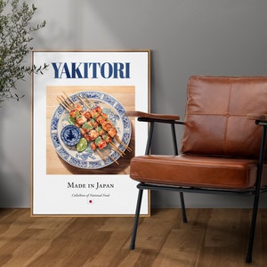 Yakitori on Maiolica Tile Plate, Traditional Japanese Food Wall Art ...