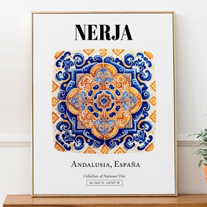 Nerja Andalusian Tile Masterpiece Wall Art Print Poster, Andalusia ...