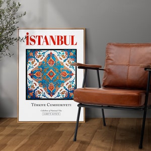 İstanbul, Turkey, Aesthetic Folk Traditional Tile, Wall Art Décor Print ...