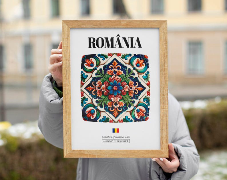 Romanian Tile Art Print: Traditional Pattern Wall Decor - Etsy