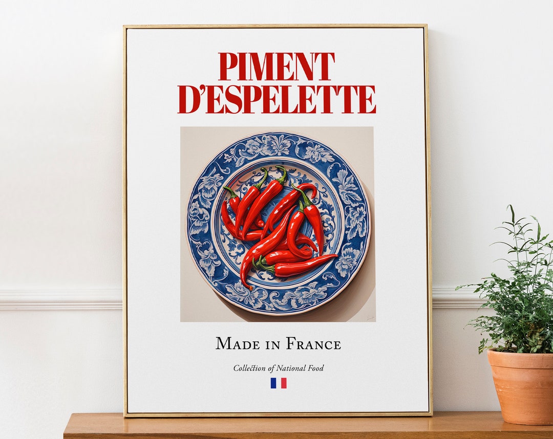 Piment D'espelette on Maiolica Tile Plate, Traditional French Food Wall ...