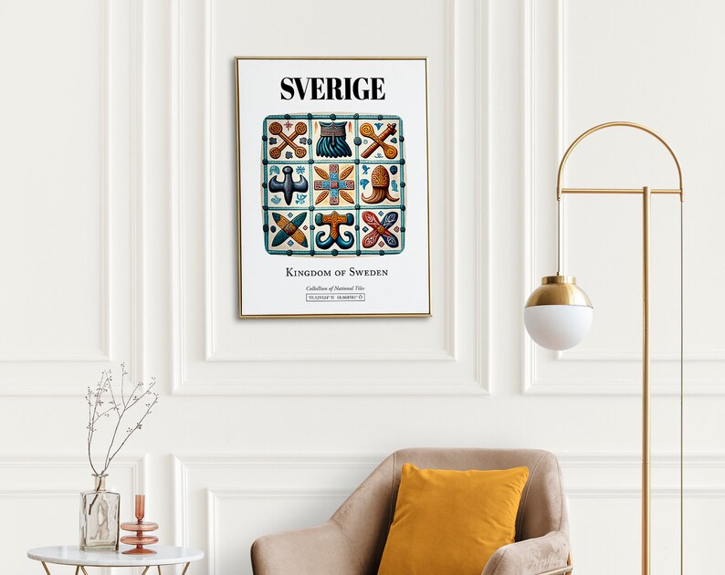 Sverige sweden Traditional Viking Tile Pattern Aesthetic - Etsy