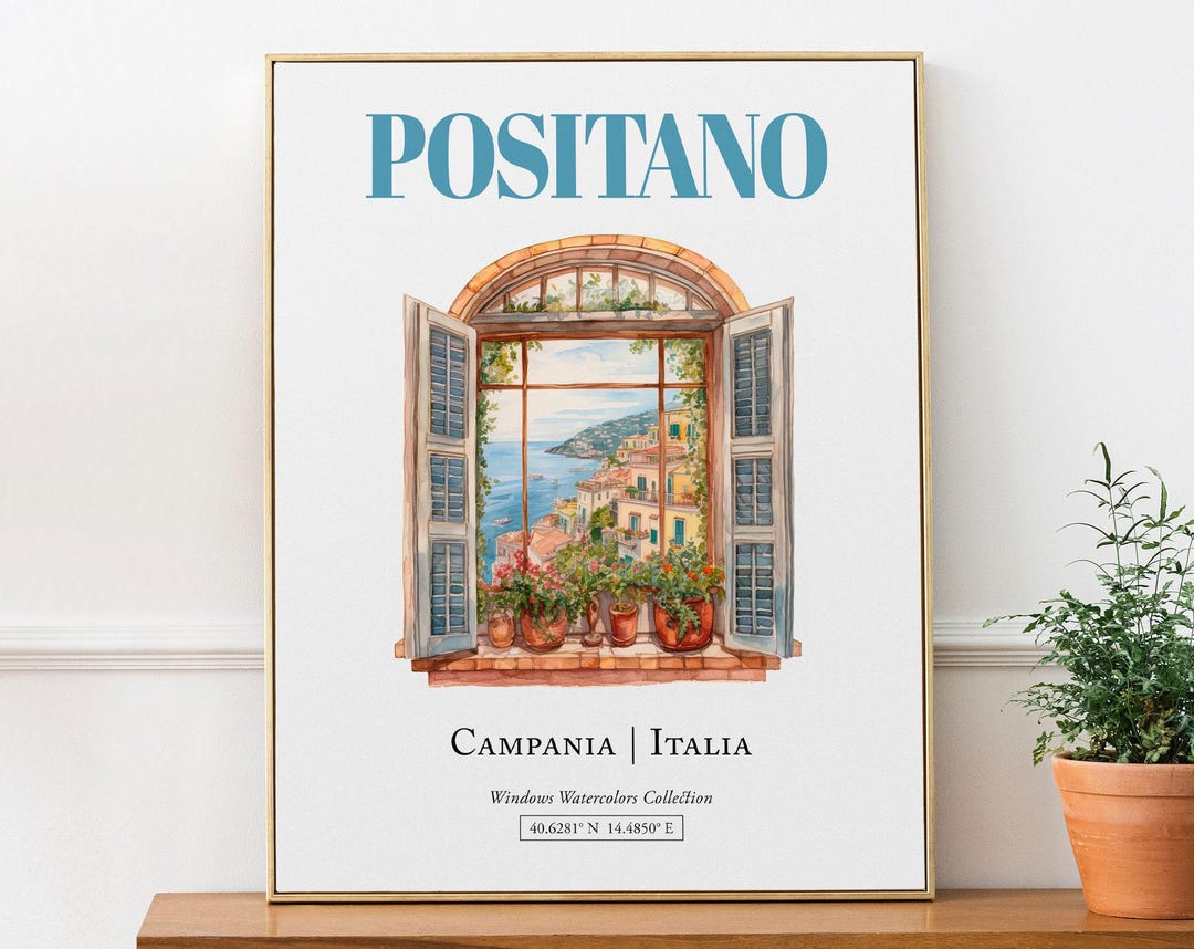 Positano Italy Print: Traditional Window Watercolor Illustration - Etsy