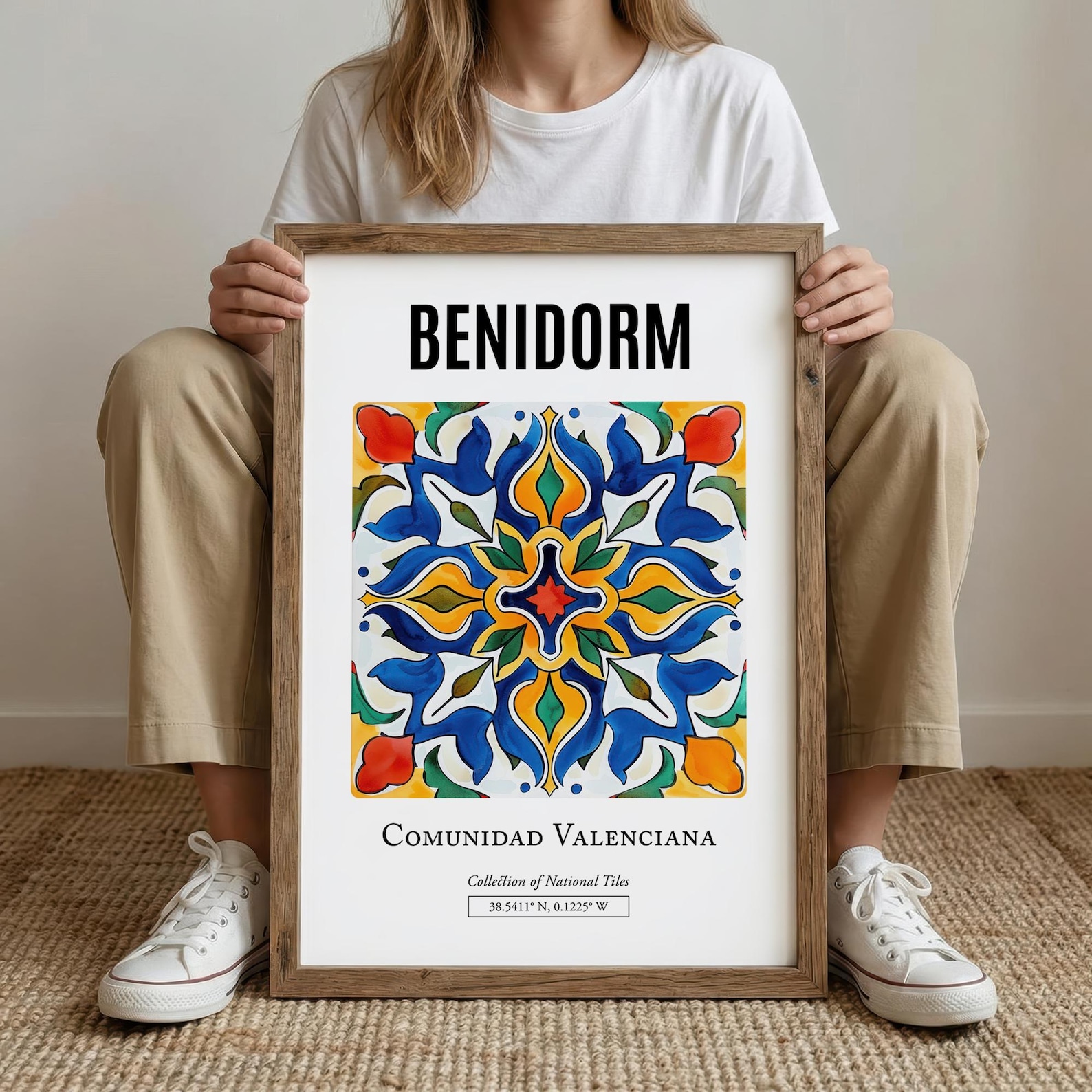 Benidorm Tile Pattern Wall Art Print Poster, Valencian Community, Spain ...