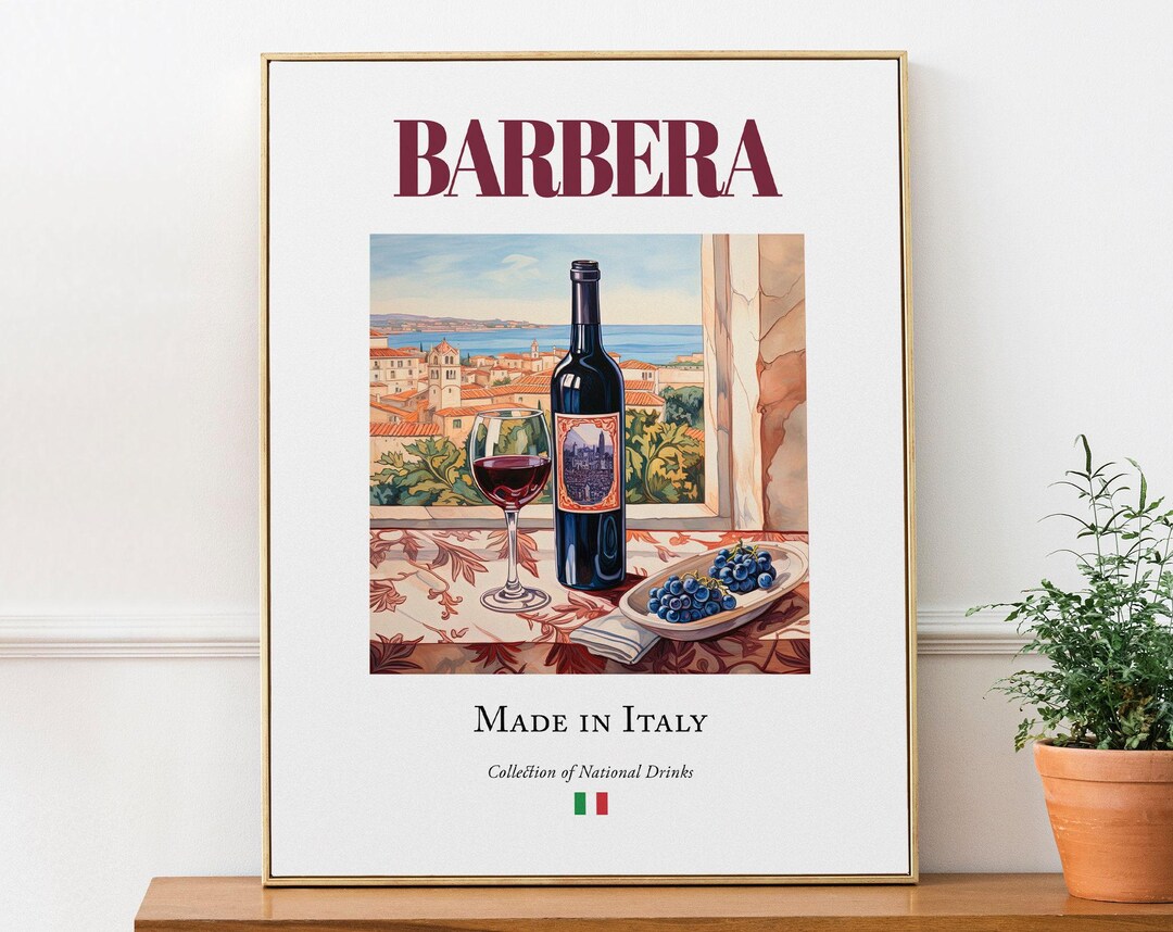 Barbera Wine Art Print, Italian Tile, Kitchen Bar Decor - Etsy