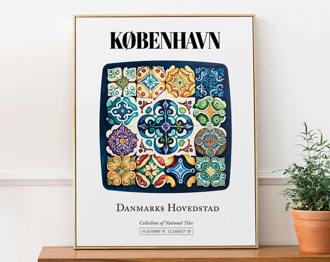 København, Danmark, Traditional Tile Pattern Aesthetic Wall Art Decor ...