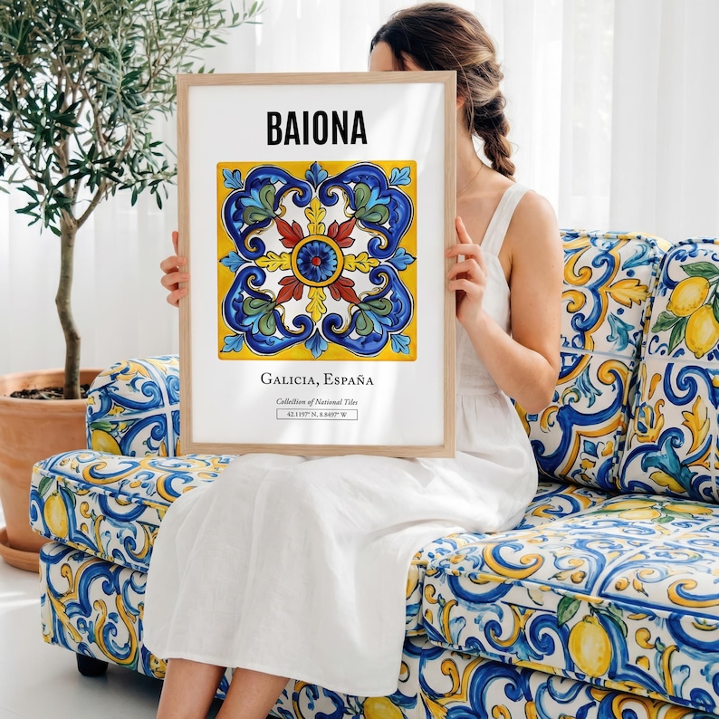 Baiona Galicia Tile Art Print, Spanish Wall Decor - Etsy