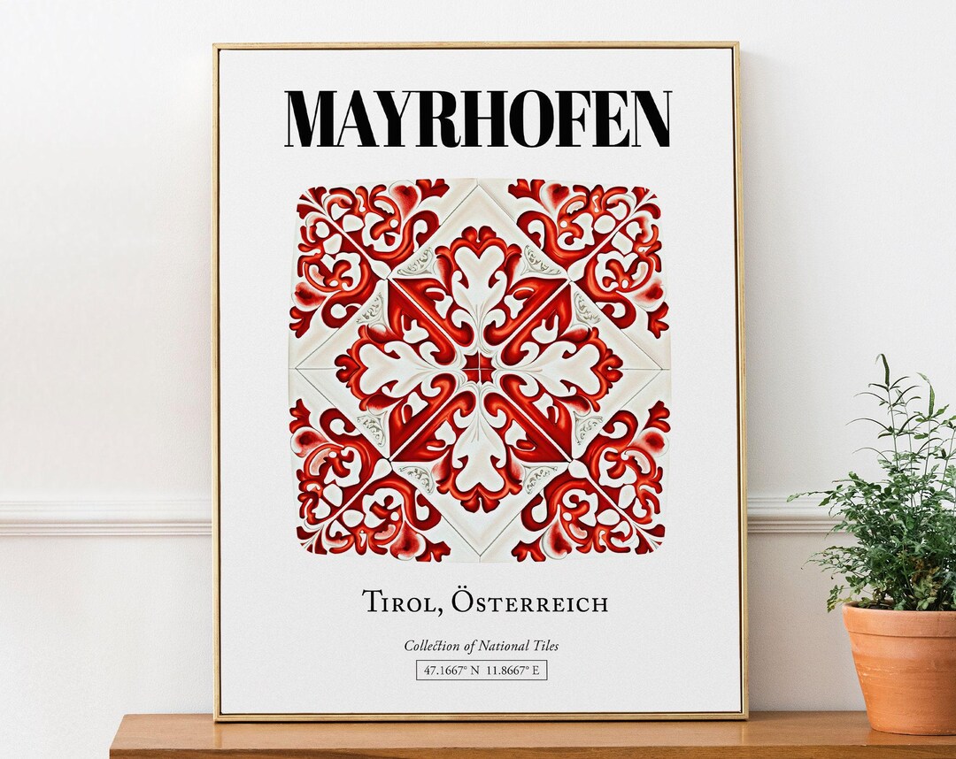 Mayrhofen Austria Tile Pattern Art Print: Traditional Decor Poster - Etsy