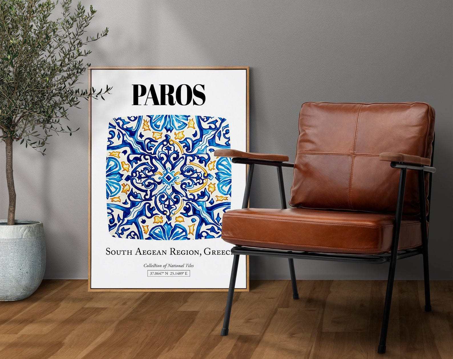 Paros Enchanting Tile Pattern Poster: Greek Island Charm in Wall Art - Etsy