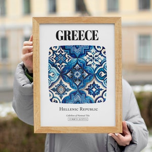 Greece Timeless Tile Pattern: Aesthetic Wall Art Decor Print Poster - Etsy