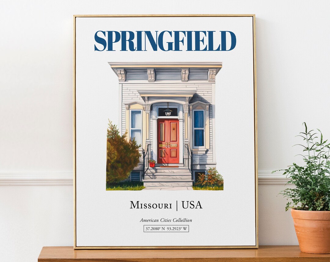 Springfield, Missouri, USA, Aesthetic Minimalistic Watercolor Door ...