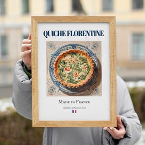 Quiche Florentine on Maiolica Tile Plate, Traditional French Food Wall ...