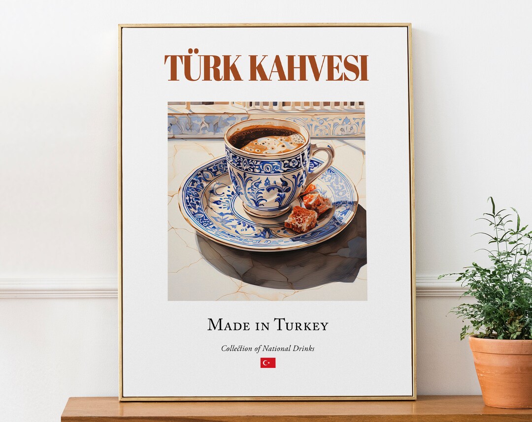 Türk Kahvesi on Maiolica Tile, Traditional Turkish Beverage drink Print ...