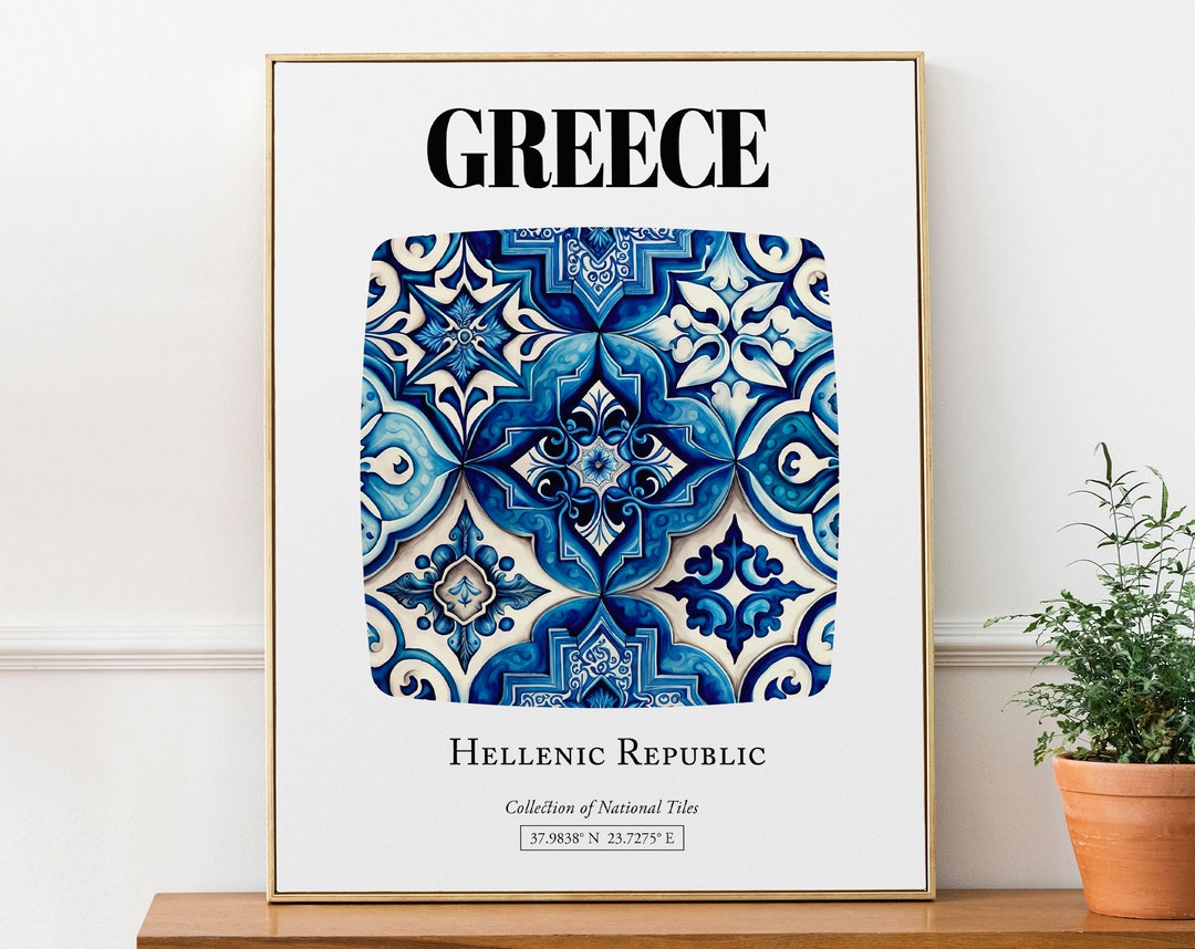 Greece Timeless Tile Pattern: Aesthetic Wall Art Decor Print Poster - Etsy