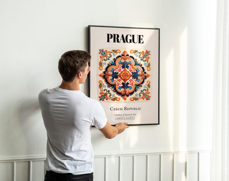 Prague Tile Art Print: Czech Republic Traditional Pattern Wall Decor - Etsy