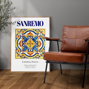 Sanremo, Liguria, Italy, Aesthetic Traditional Maiolica Tile, Wall Art ...