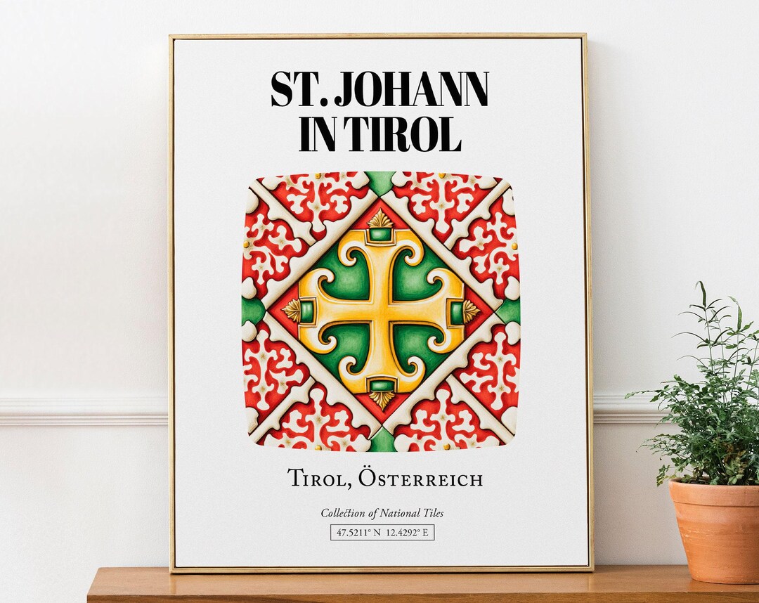 St. Johann in Tirol Tile Pattern Print, Austrian Wall Art Decor Poster ...