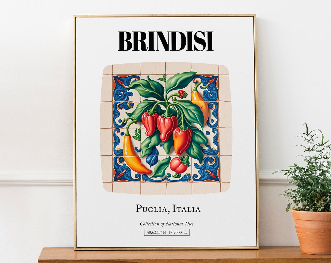 Brindisi, Puglia, Italy, Traditional Tile Pattern With Peppers ...