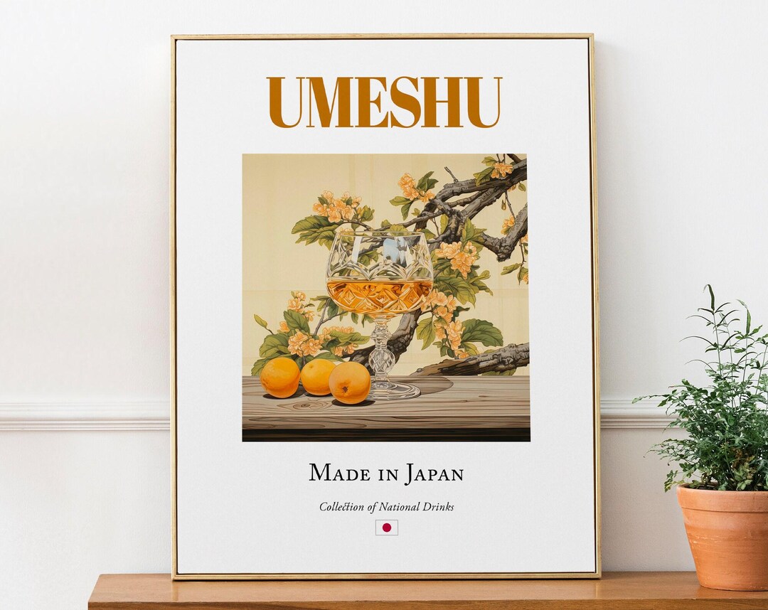 Impresión artística de bebida japonesa Umeshu, póster de mayólica ...