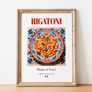 Rigatoni on Maiolica Tile Plate, Traditional Italian Food Wall Art ...
