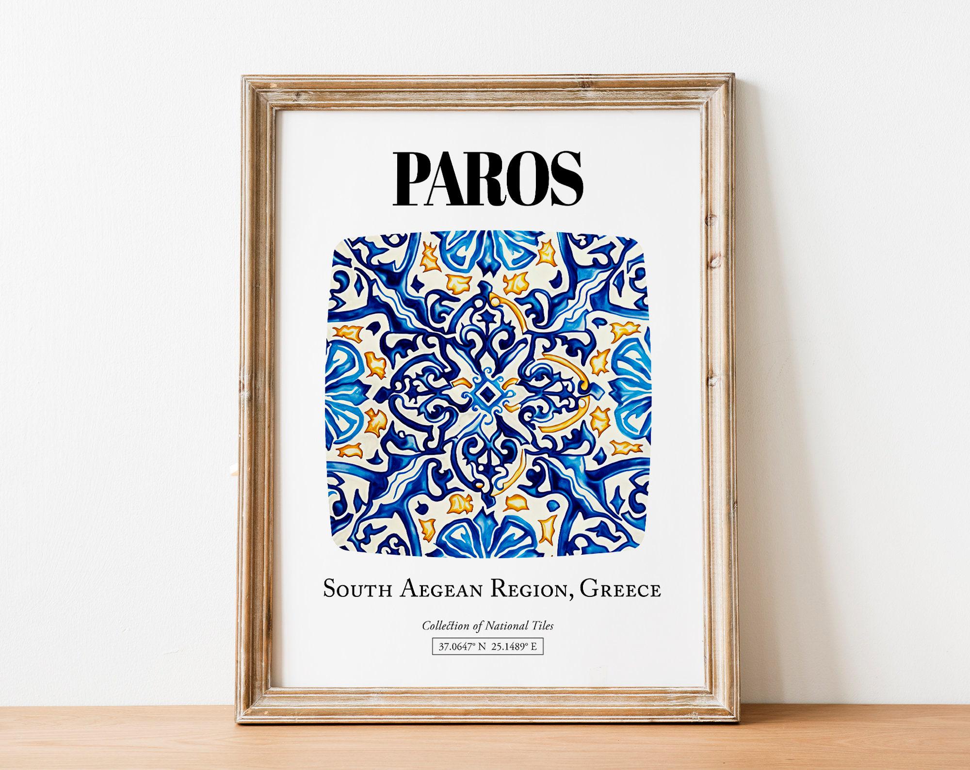 Paros Enchanting Tile Pattern Poster: Greek Island Charm in Wall Art - Etsy