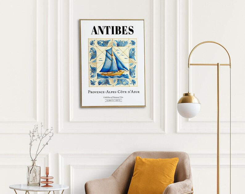 Antibes France Sea Yach Tile Pattern Aesthetic Wall Art - Etsy