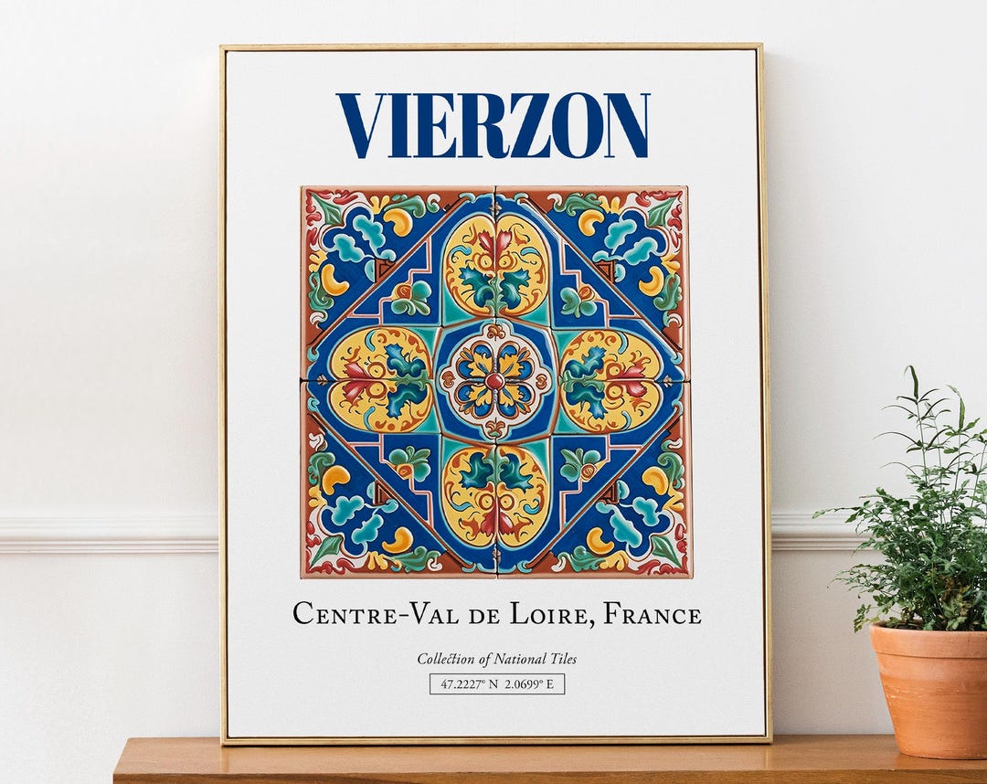 Vierzon France Tile Art Print, Minimalist Wall Decor - Etsy