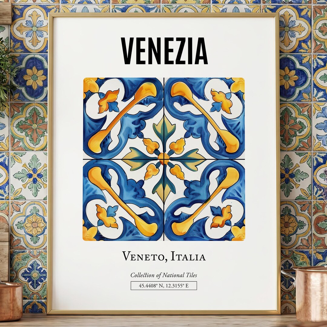 Venetian Masks Tile Art Print, Italy Wall Decor - Etsy