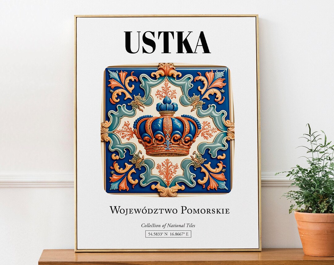 Ustka Poland Tile Art Print: Traditional Pattern Wall Decor - Etsy